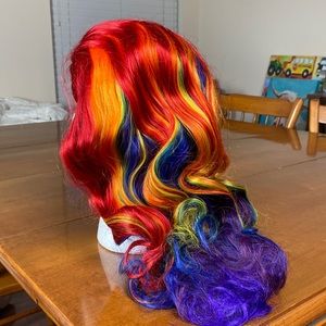 Accessories | Rainbow Multi Color Wig Purple Blue Pink Green Cosplay ...